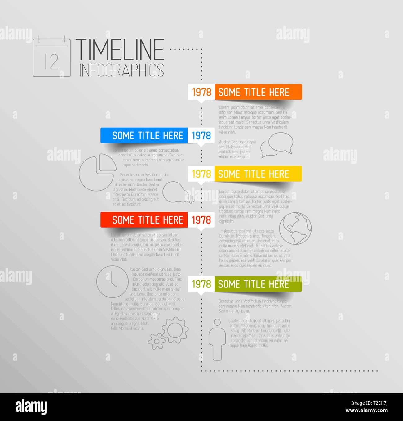 Vector Infographic timeline report template with icons and rounded ...