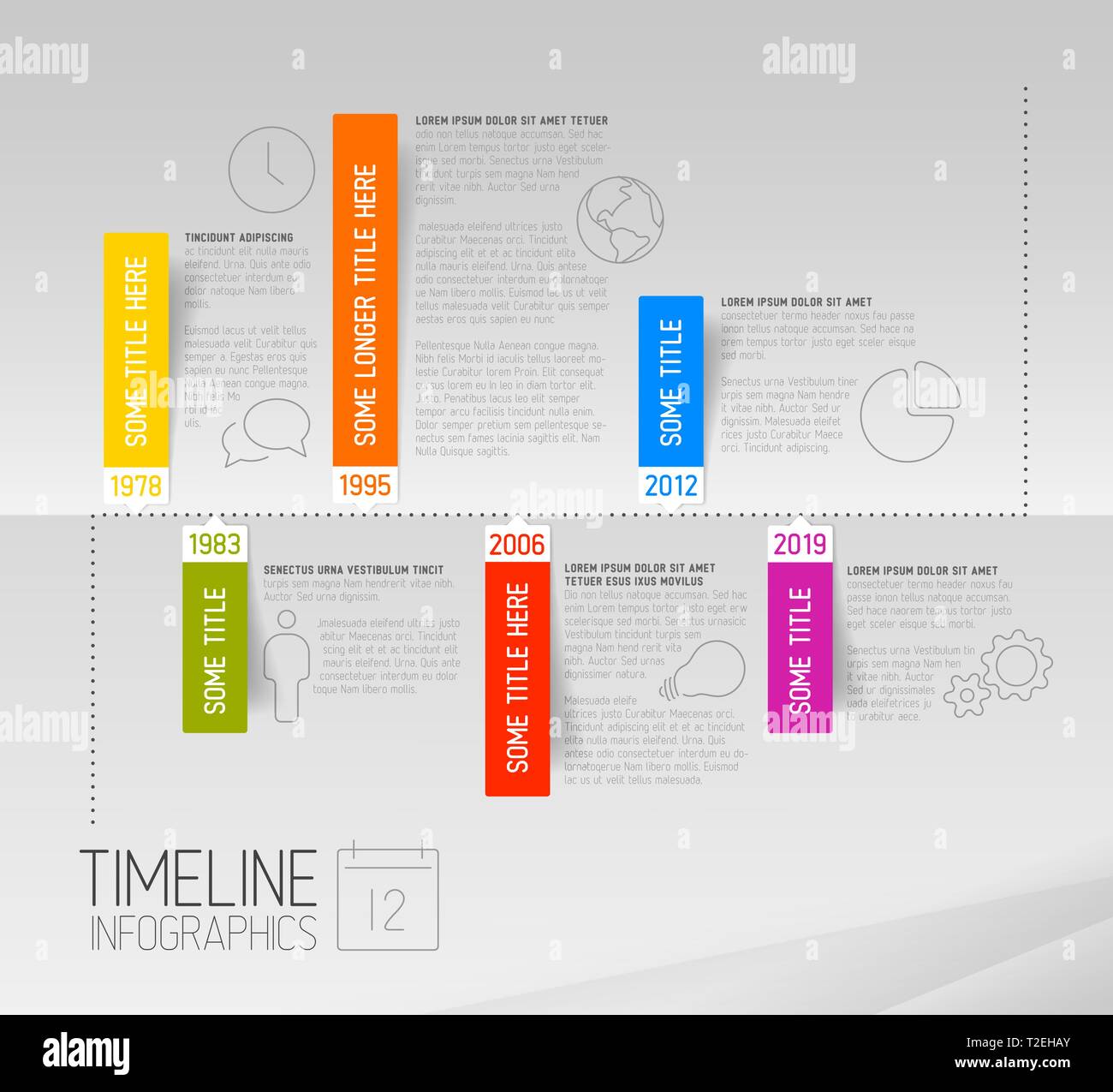 Vector horizontal Infographic timeline report template with icons and ...