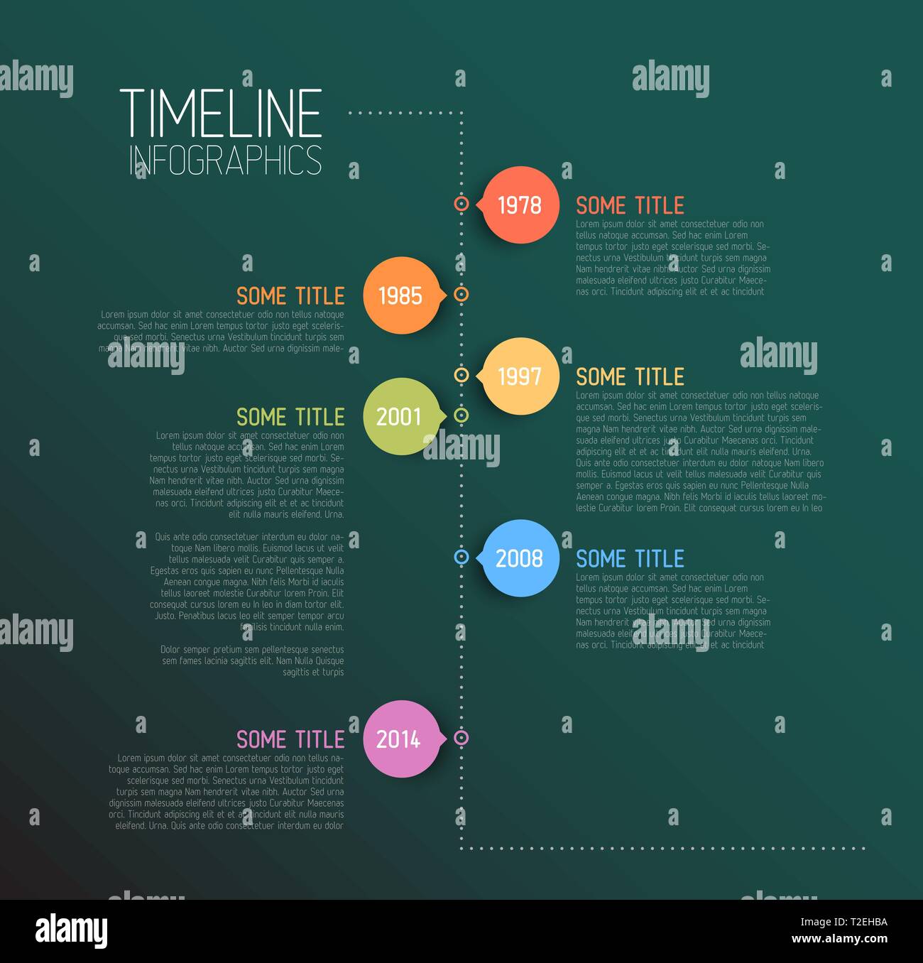 Vector Teal Infographic timeline report template with icons - retro ...