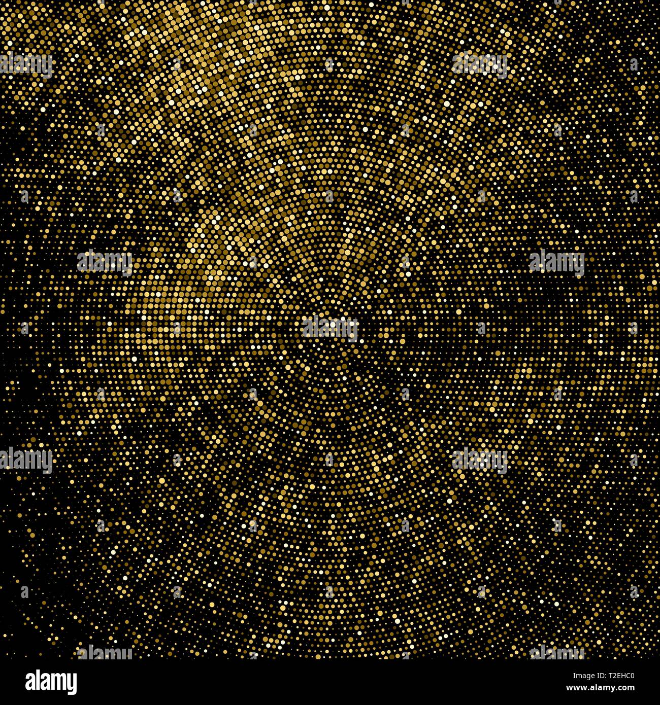 Gold Glitter Halftone Dotted Backdrop. Abstract Circular Retro Pattern ...