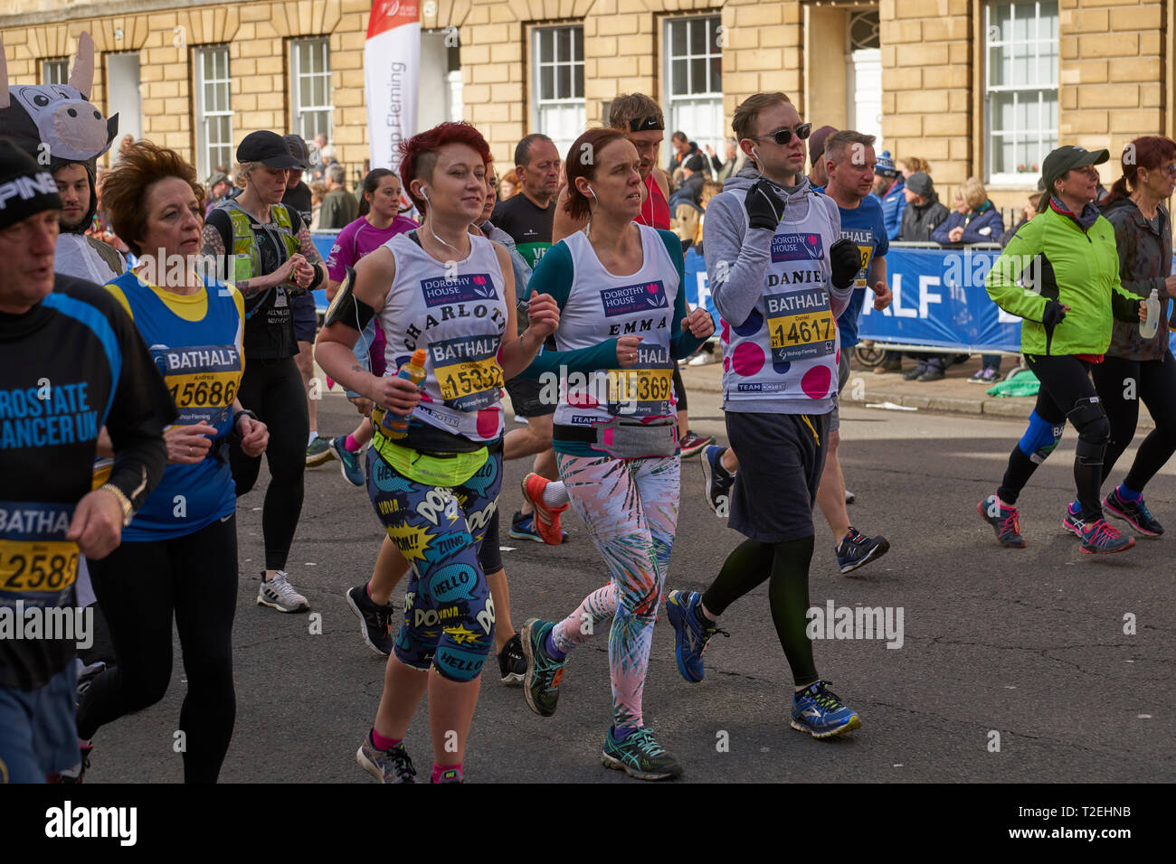 Competitors at the start of the Bath Half Marathon in historic Great ...