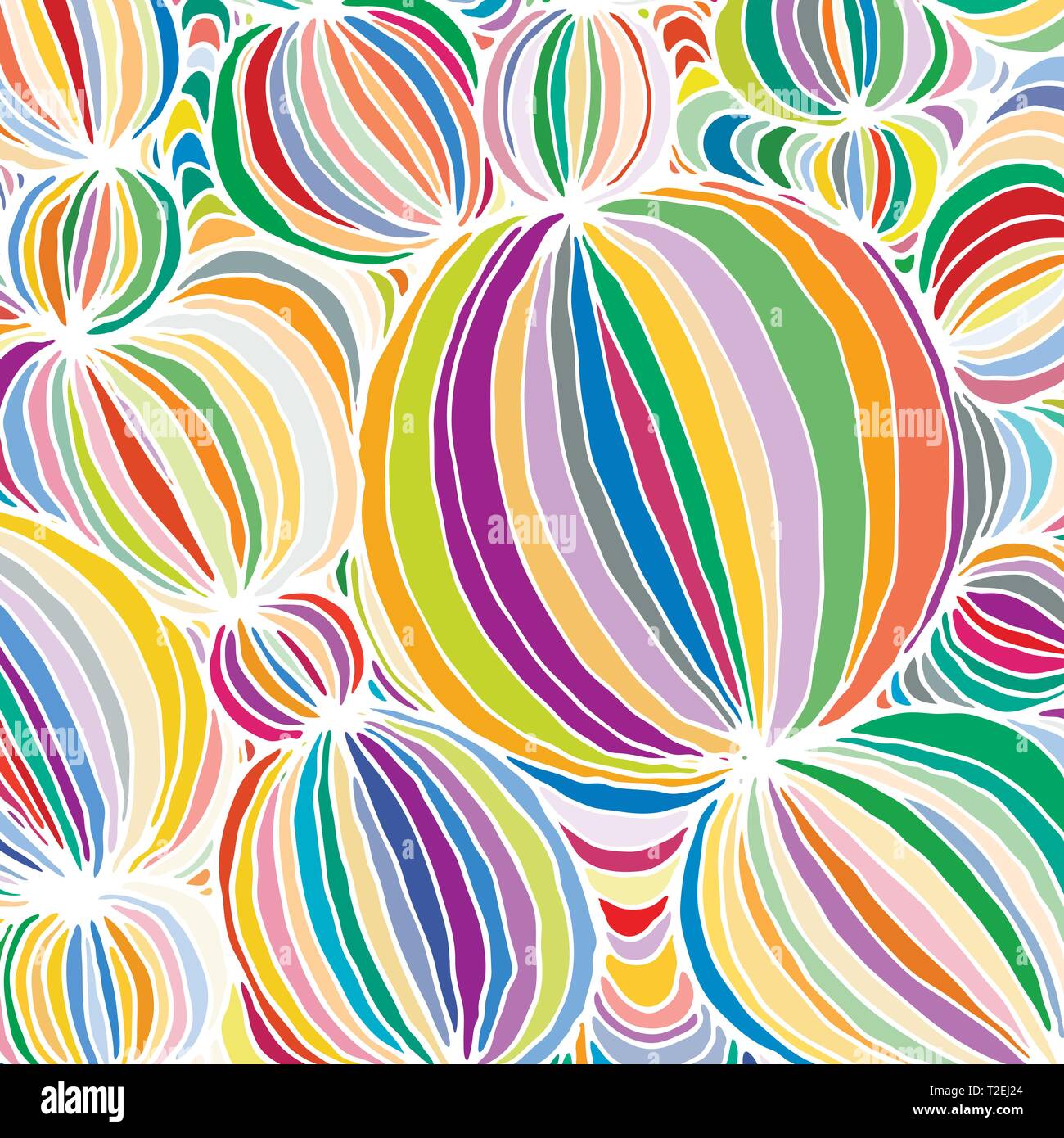Vector doodle outline abstract ornamental ball stripe background. Funky ...