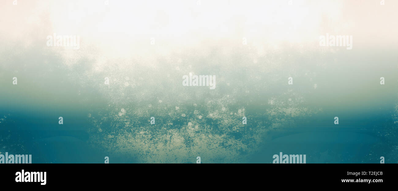 gradient light faded fog or haze design in blue and white on vintage ...