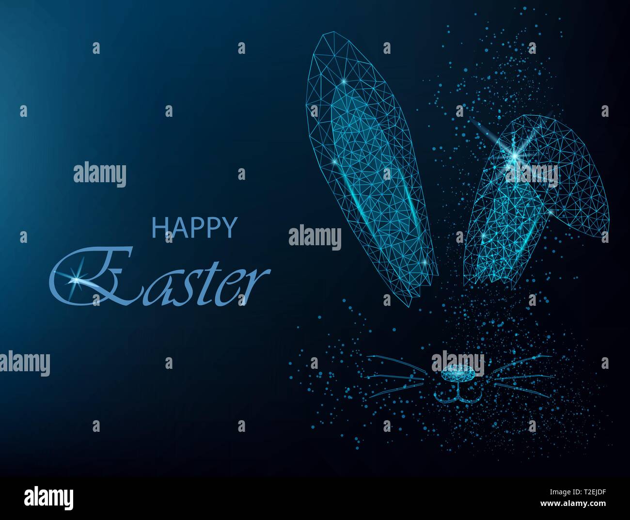 Easter bunny ears silhouette. Polygonal rabbit ears. Vector ...