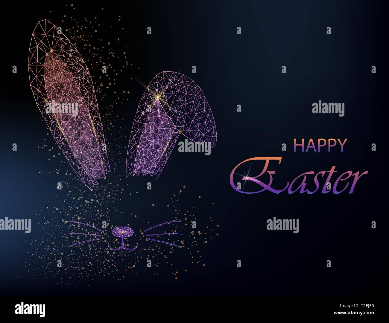 Easter bunny ears silhouette. Polygonal pink rabbit ears. Vector ...