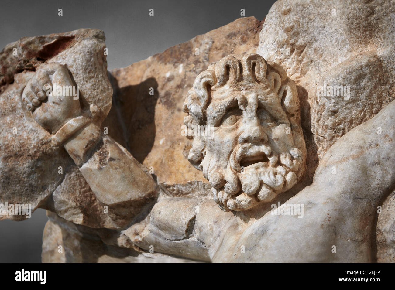 Detail of a Roman Sebasteion relief sculpture of Zeus and Prometheus ...