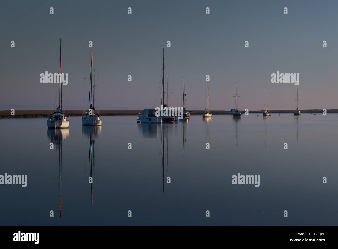 Dawn over Hurst Point and Keyhaven harbour Stock Photo - Alamy