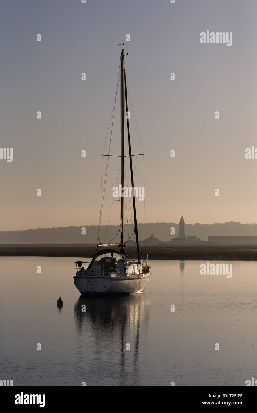 Dawn over Hurst Point and Keyhaven harbour Stock Photo - Alamy