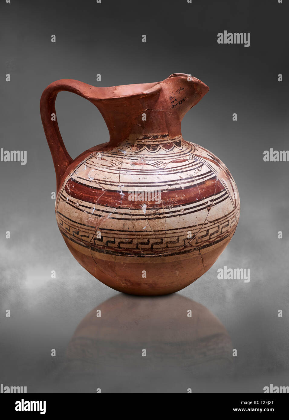 Phrygian terracotta trefoil jug decorated with geometric designs. 8th ...