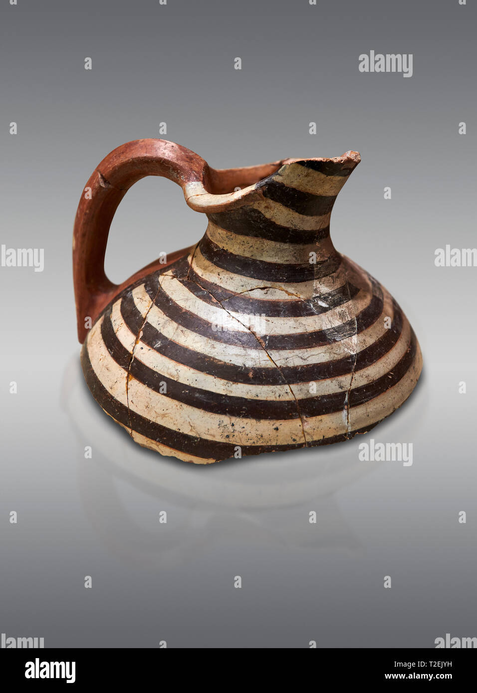 Phrygian terracotta jug fragment decorated with concentric line pattern ...