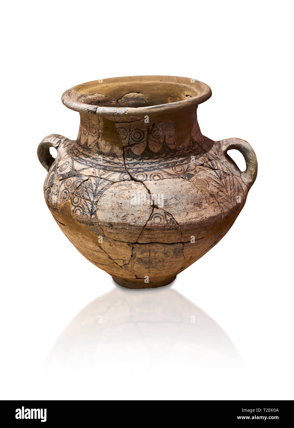 Phrygian two handled amphora vessel decorated with geometric designs ...