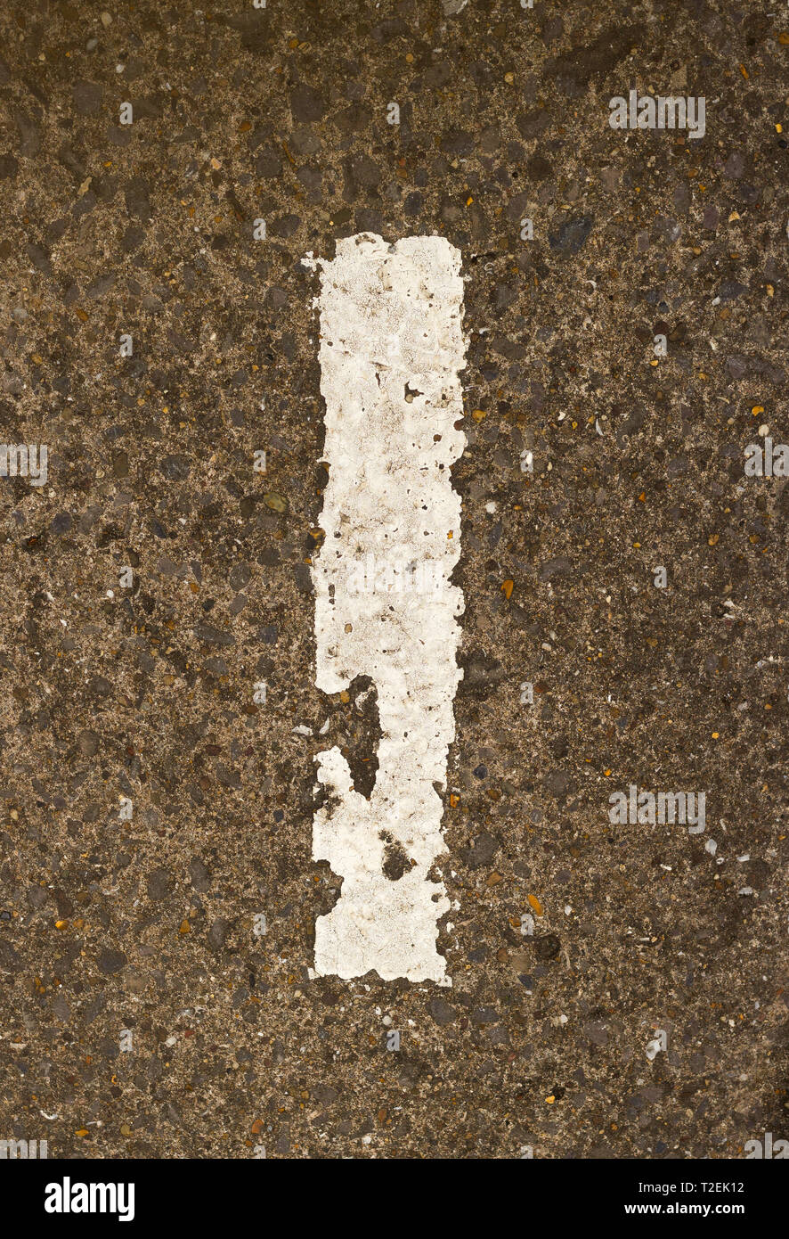Detail of Crumbling White Painted Number One On Rough Concrete Ground ...