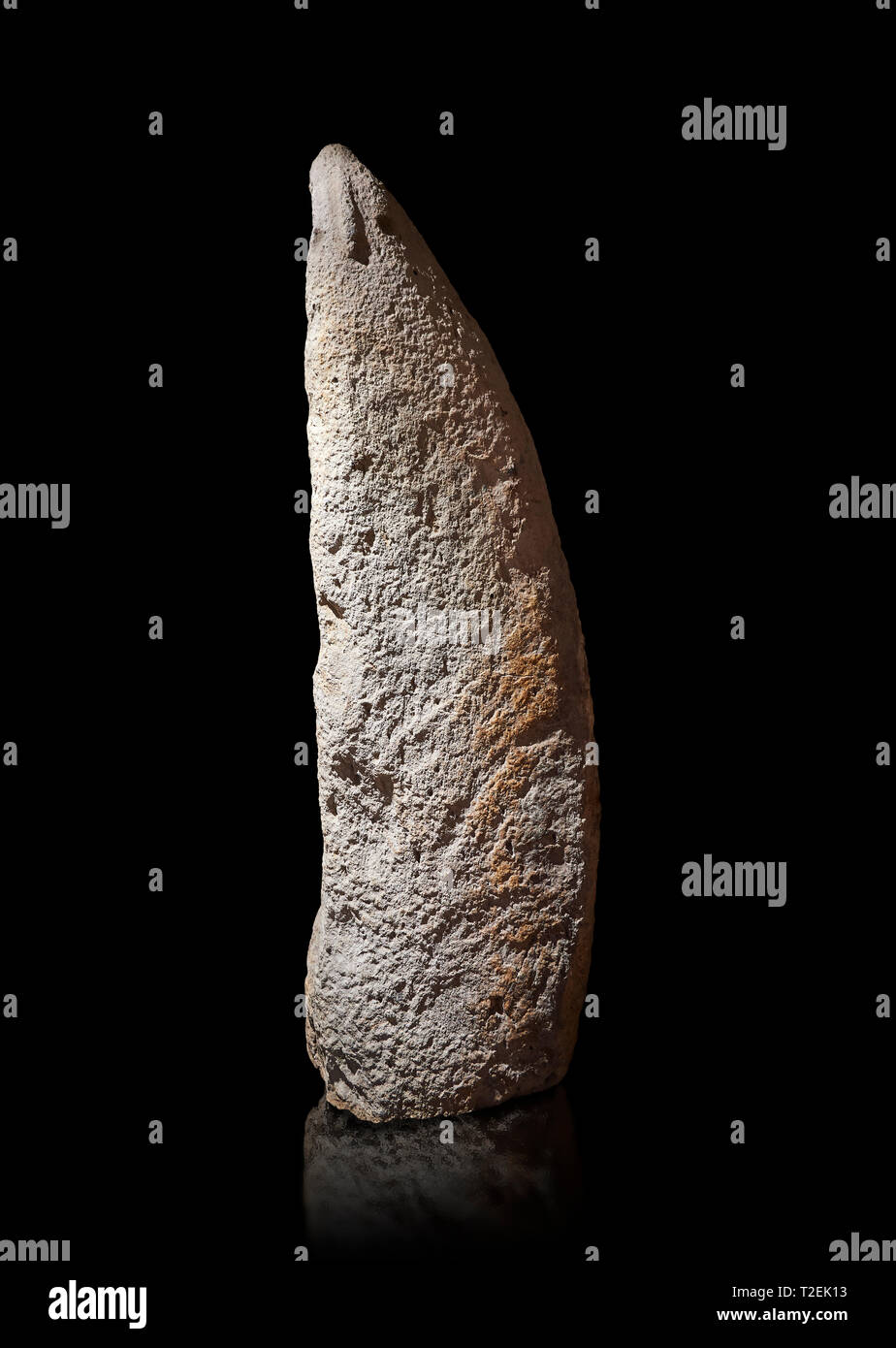 Late European Neolithic prehistoric Menhir standing stone with carvings ...