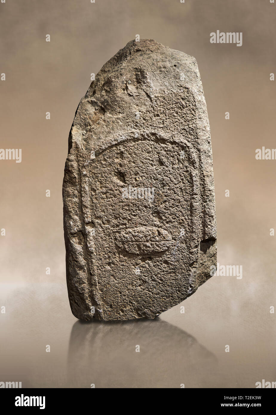 Late European Neolithic prehistoric Menhir standing stone with carvings ...