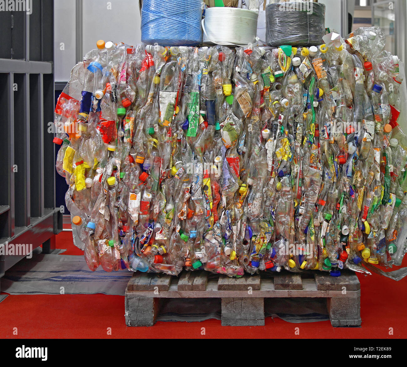 Plastic Bottles Compacted for Recycle Material at Pallet Stock Photo ...