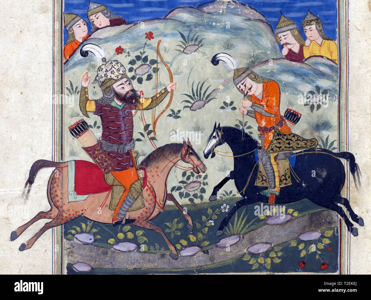 Rustam shoots Isfandiyar in the eyes with a double-pointed arrow ...