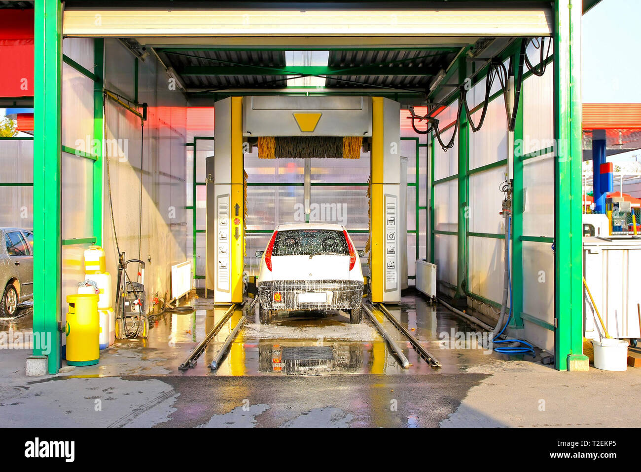 Look inside of automated car wash tunnel Stock Photo - Alamy