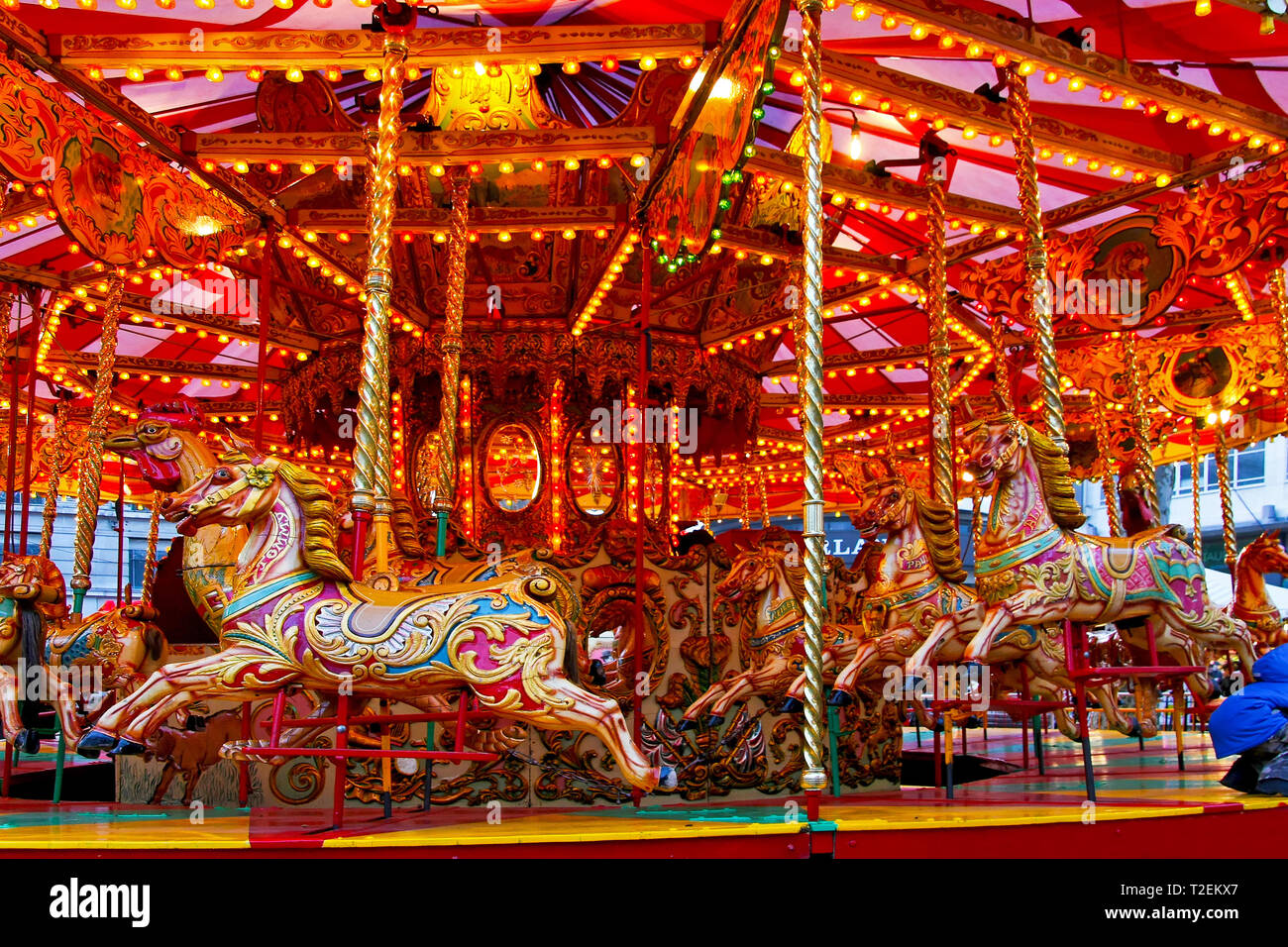 Merry go round lights up hi-res stock photography and images - Alamy