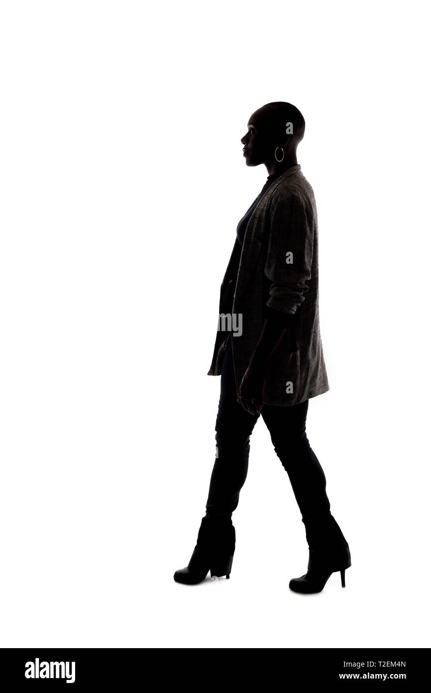 Black female African American model silhouette on a white background ...