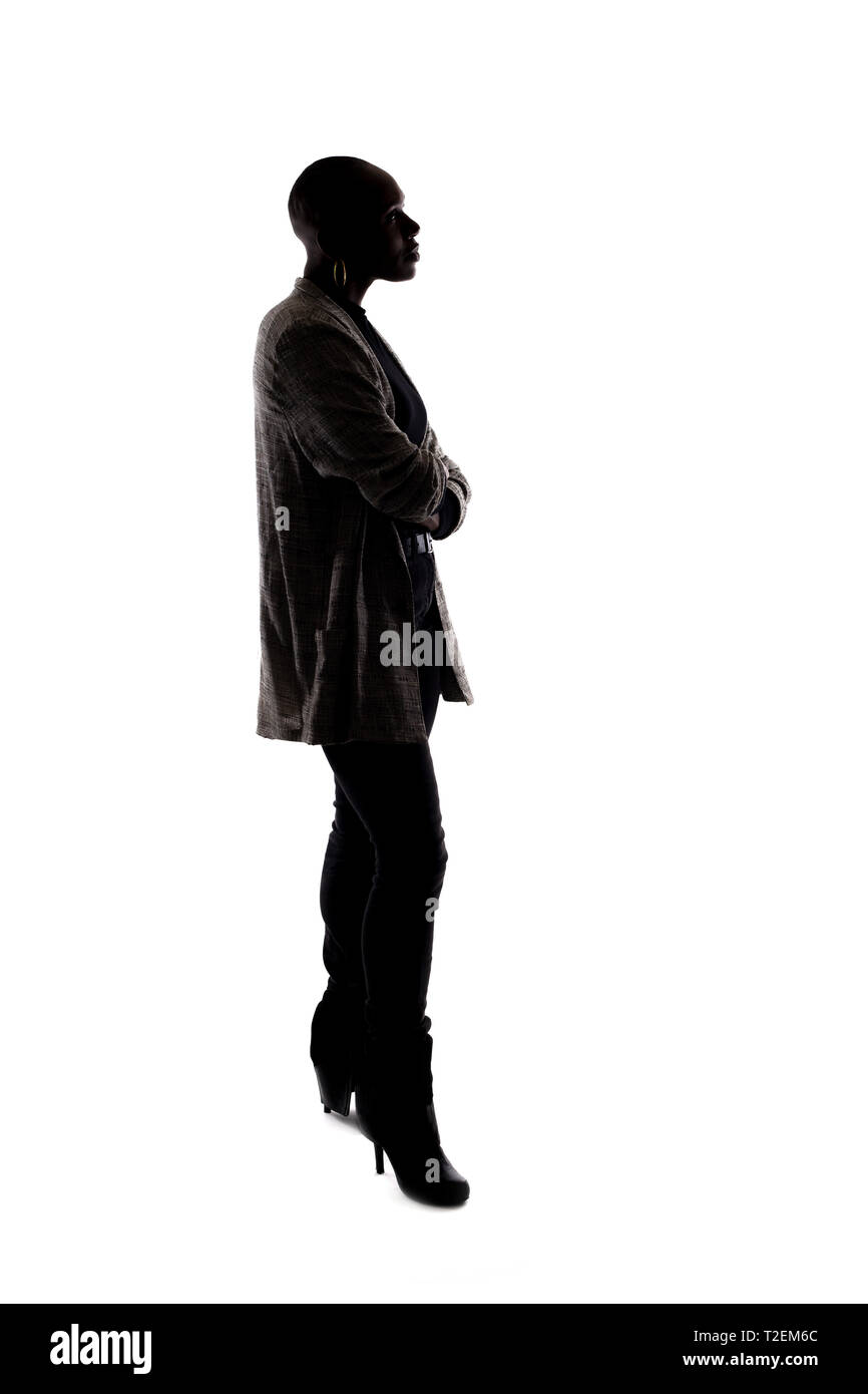 Black female African American model silhouette on a white background ...
