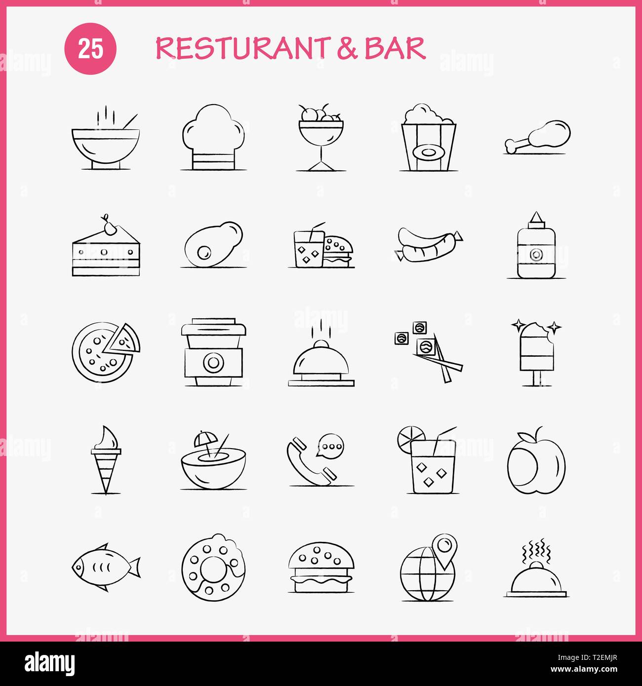 Restaurant And Bar Hand Drawn Icon for Web, Print and Mobile UX/UI Kit ...