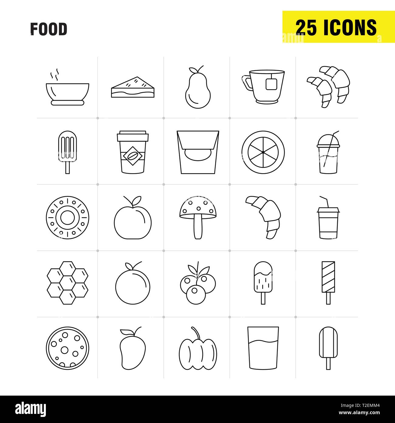 Food Line Icon for Web, Print and Mobile UX/UI Kit. Such as: Croissant ...