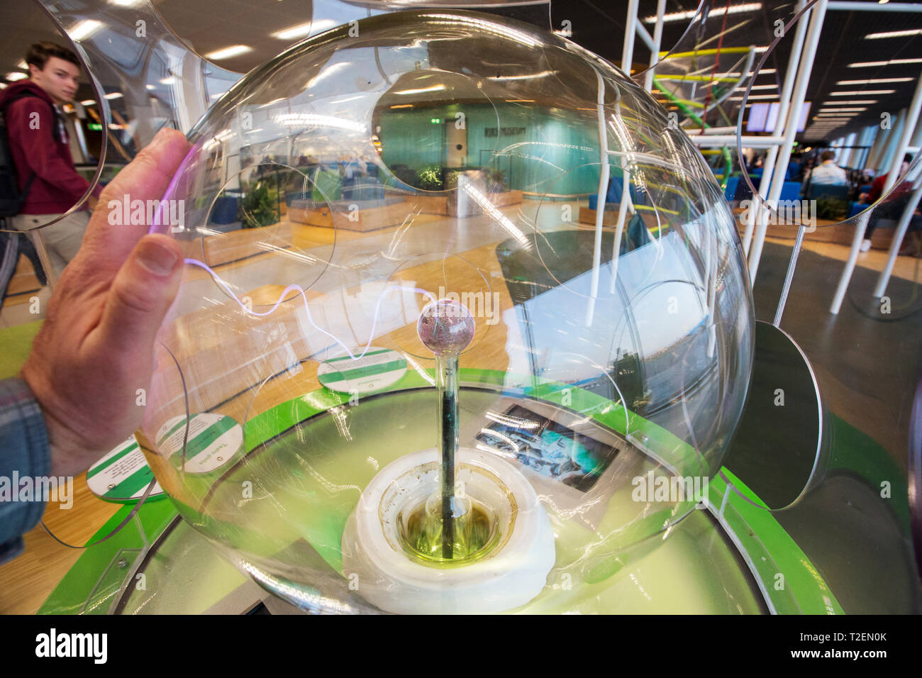 A Tesla Globe in Schiphol airport in Amsterdam, Netherlands Stock Photo ...
