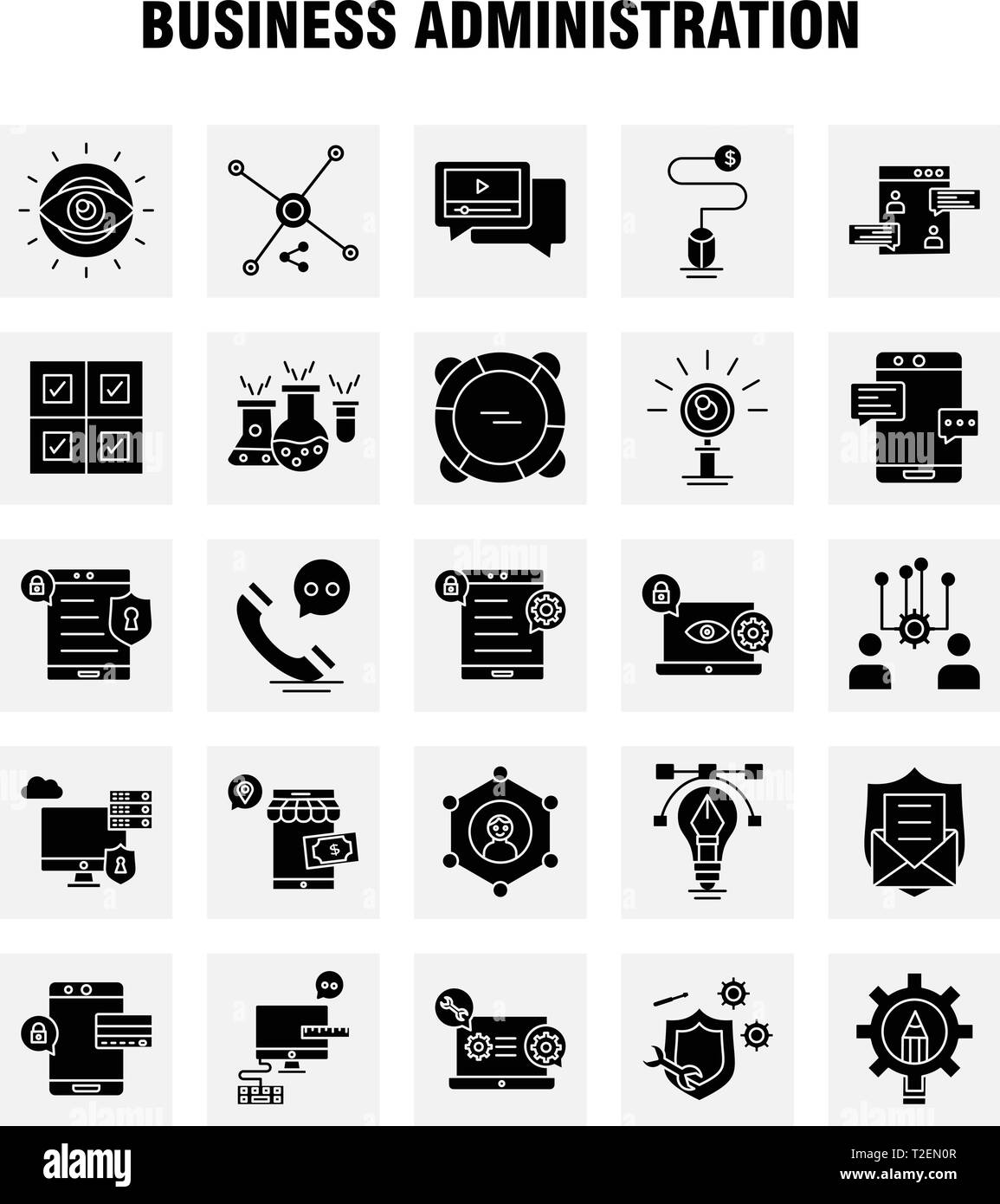 Business Administration Solid Glyph Icons Set For Infographics, Mobile ...