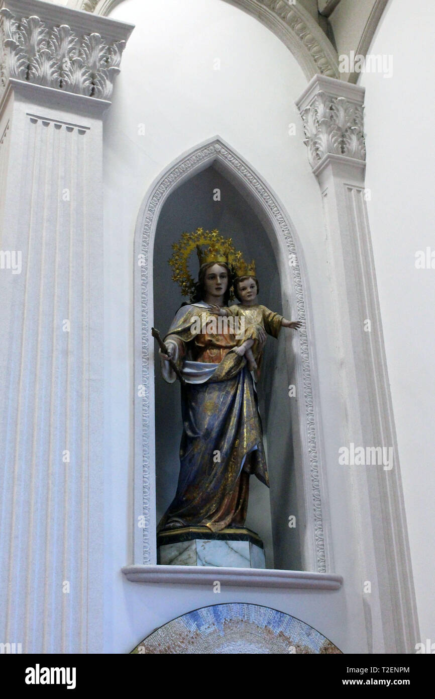 The statue of Mary and Baby Jesus at a Japanese Catholic Church. Taken ...