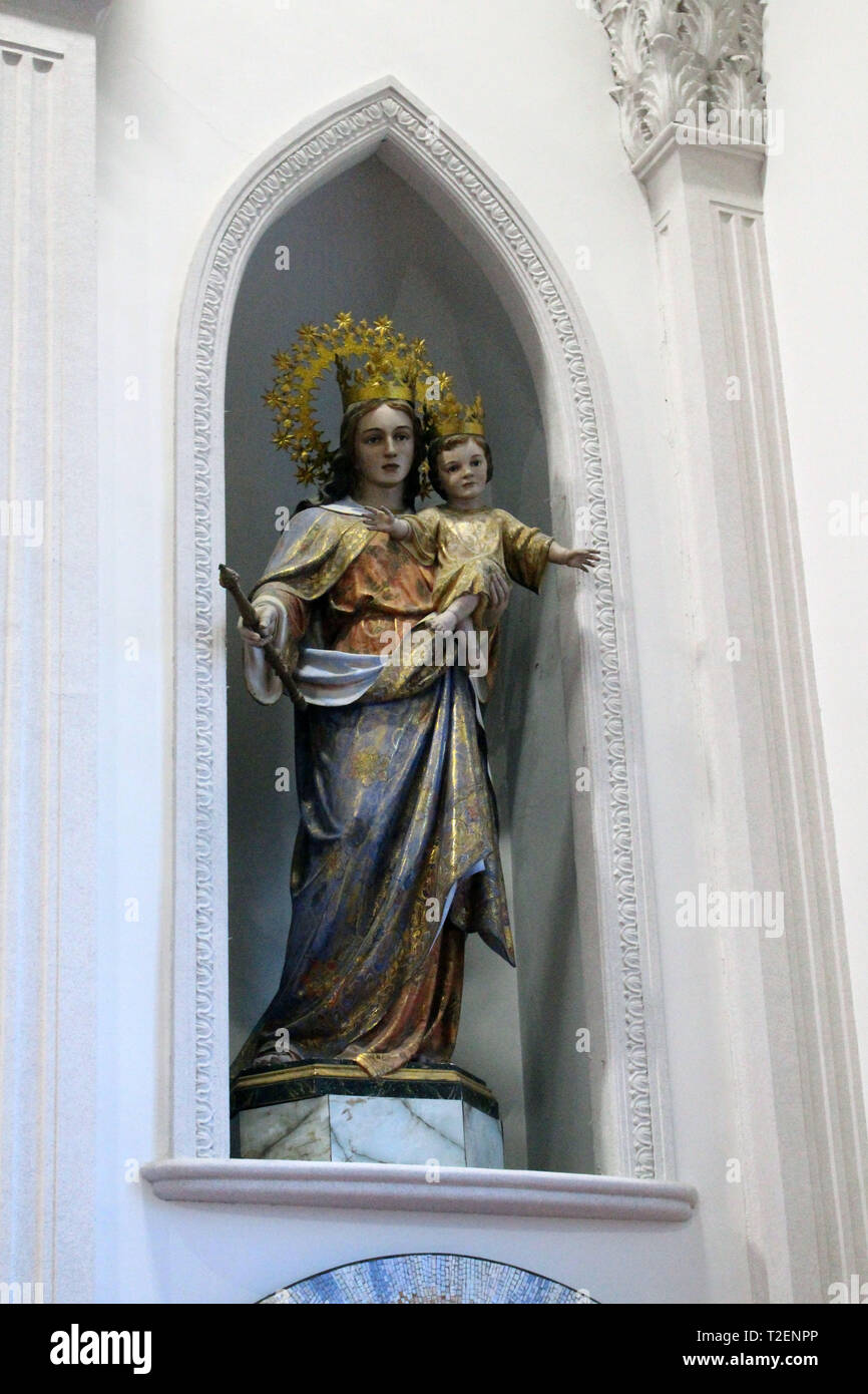 The statue of Mary and Baby Jesus at a Japanese Catholic Church. Taken ...