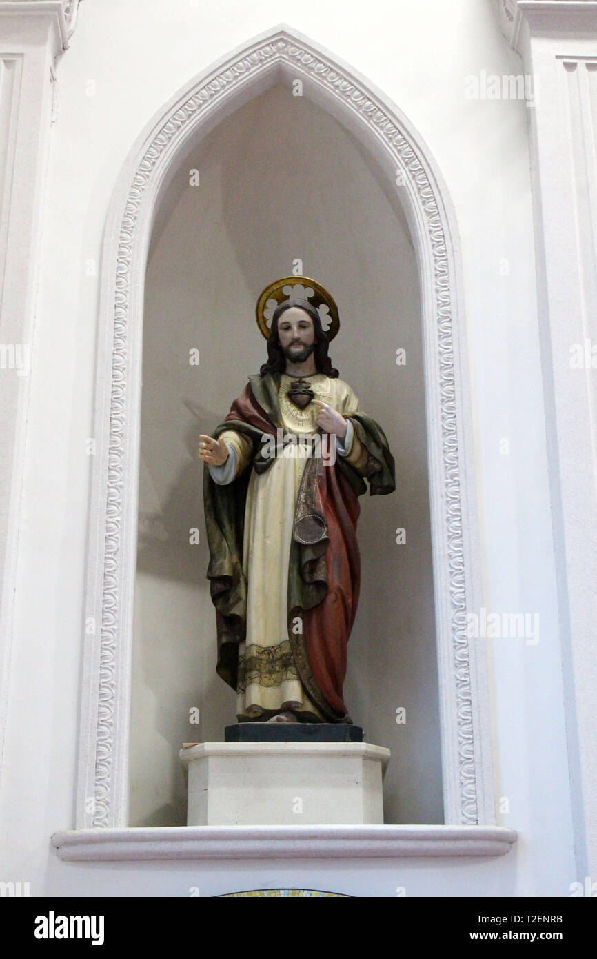 The statue of Jesus at a Japanese Catholic Church. Taken in Beppu, Oita ...