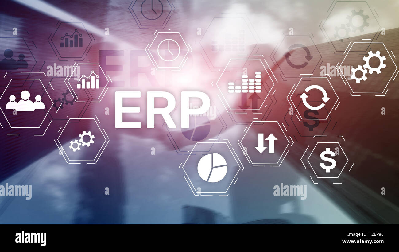 ERP system, Enterprise resource planning on blurred background ...