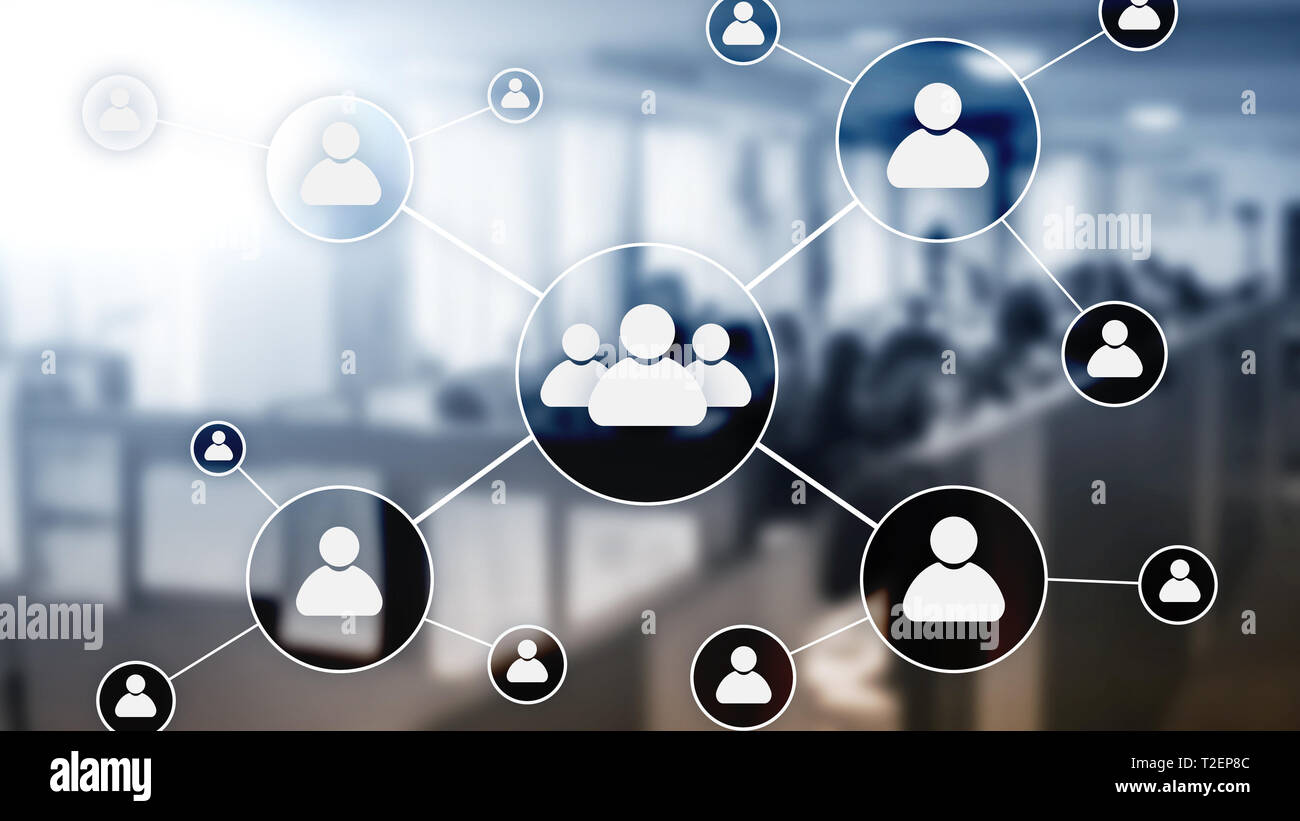 HR - Human resources management concept on blurred business center ...