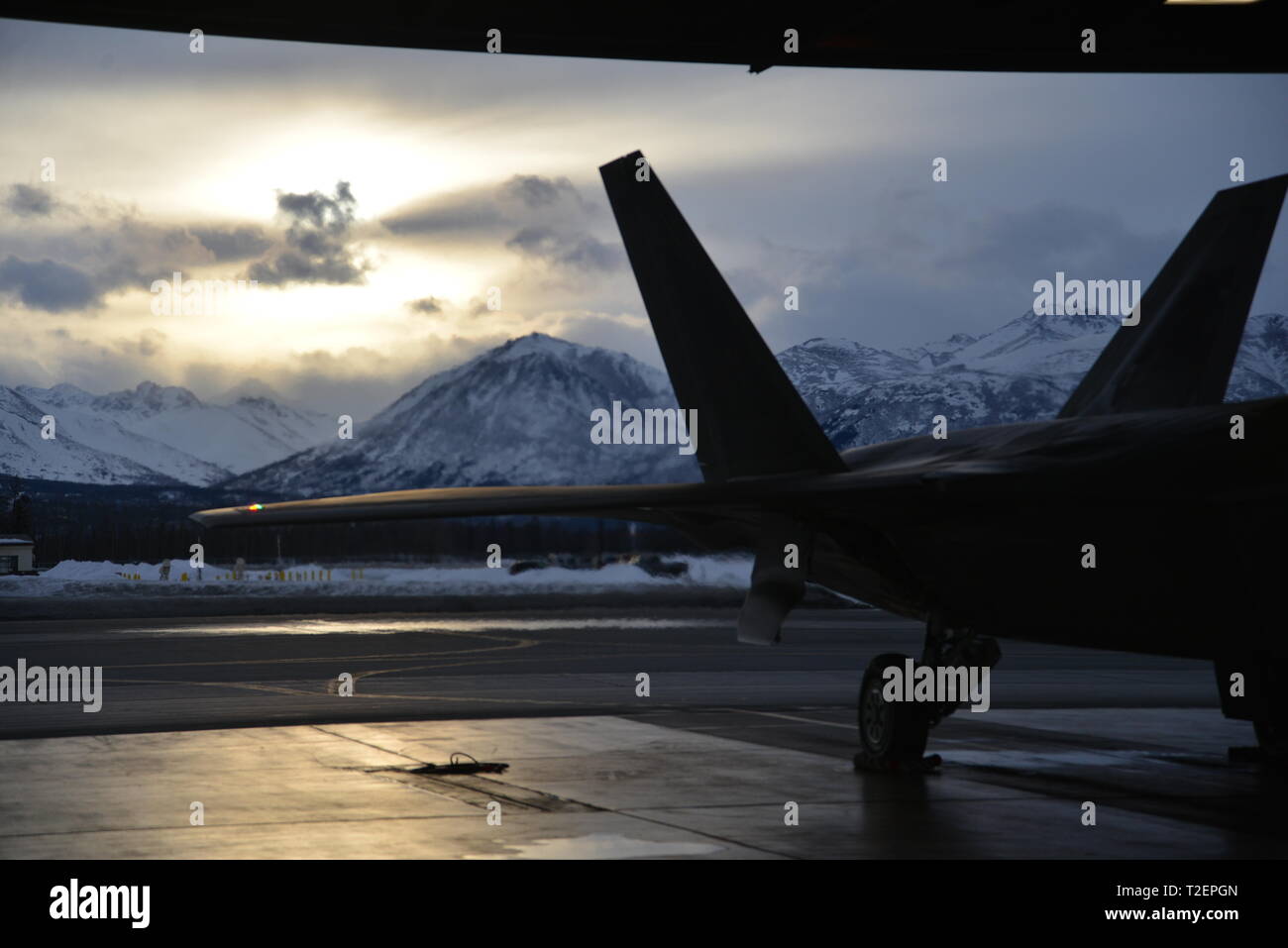 F-22 in the hangar, during the 477 FG March Unit Training Assembly at ...
