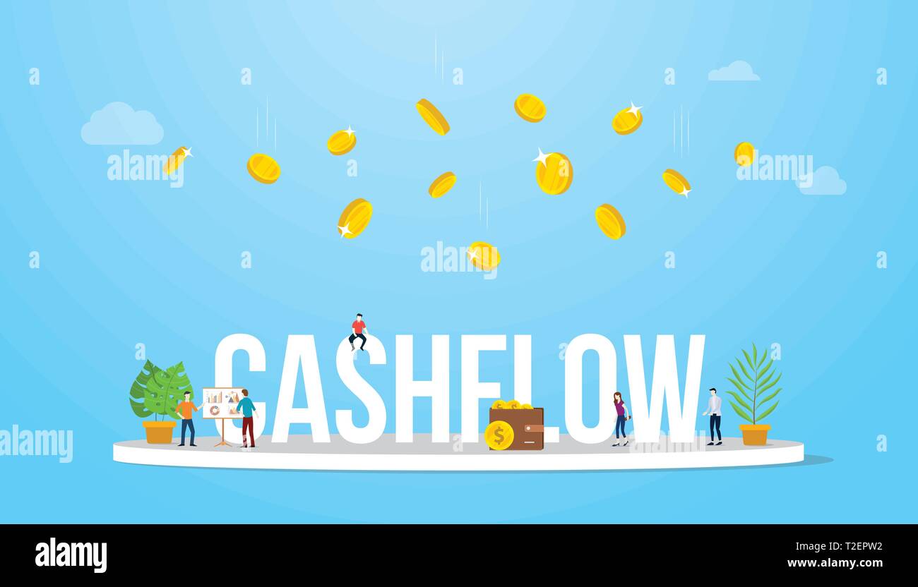 cashflow business concept with money fall or falling from above with ...