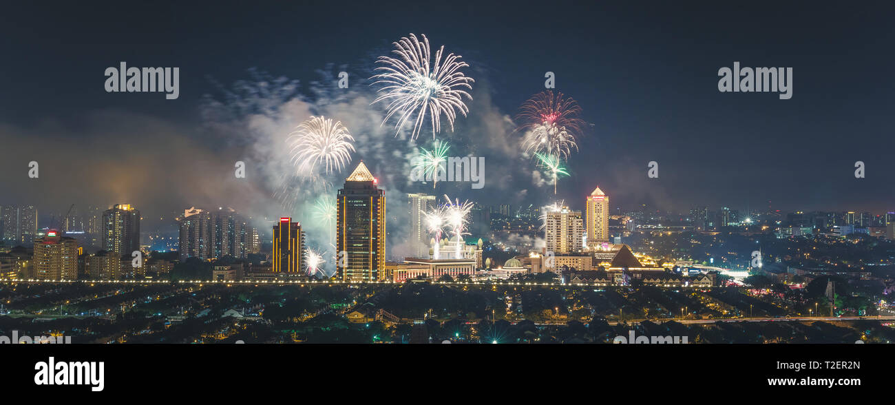 Happy New Year 2019 fireworks from Sunway Pyramid Stock Photo - Alamy