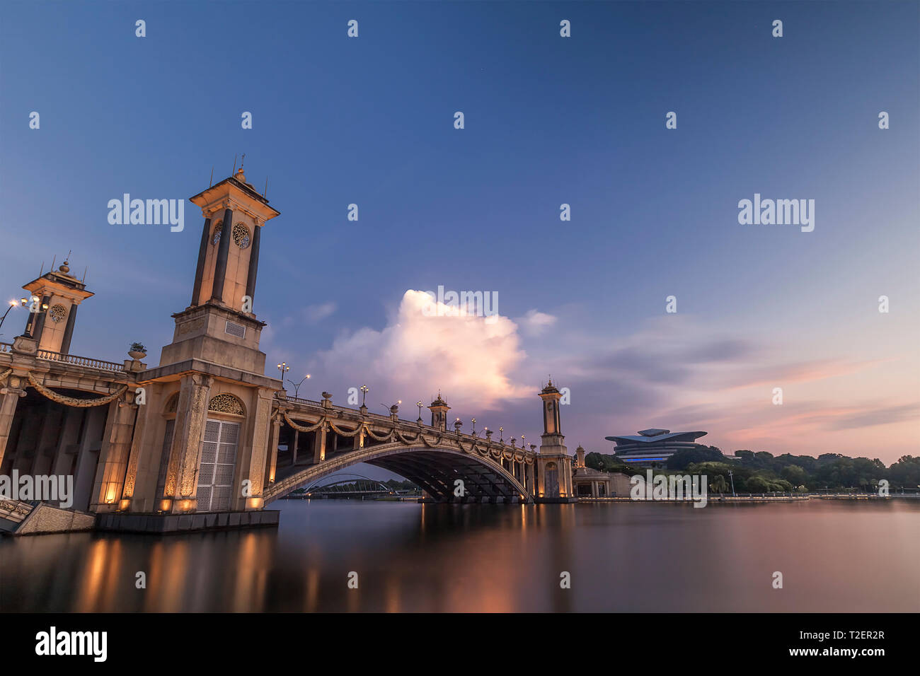 The blue hour of Seri Gemilang Bridge Putra Jaya, Malaysia Stock Photo ...