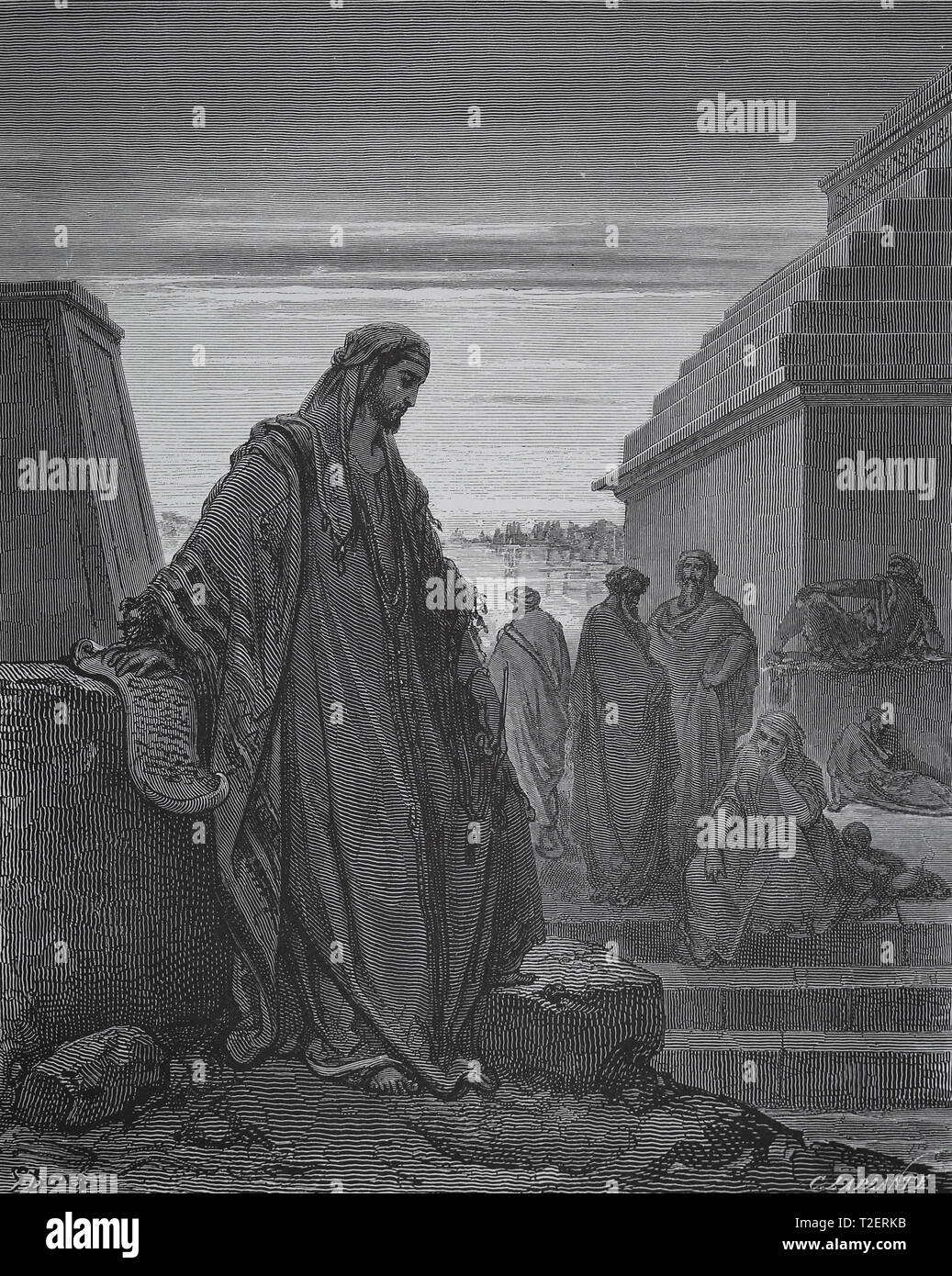 The Bible. Book of Amos. Prophet of Amos. Engraving by Gustave Dore ...