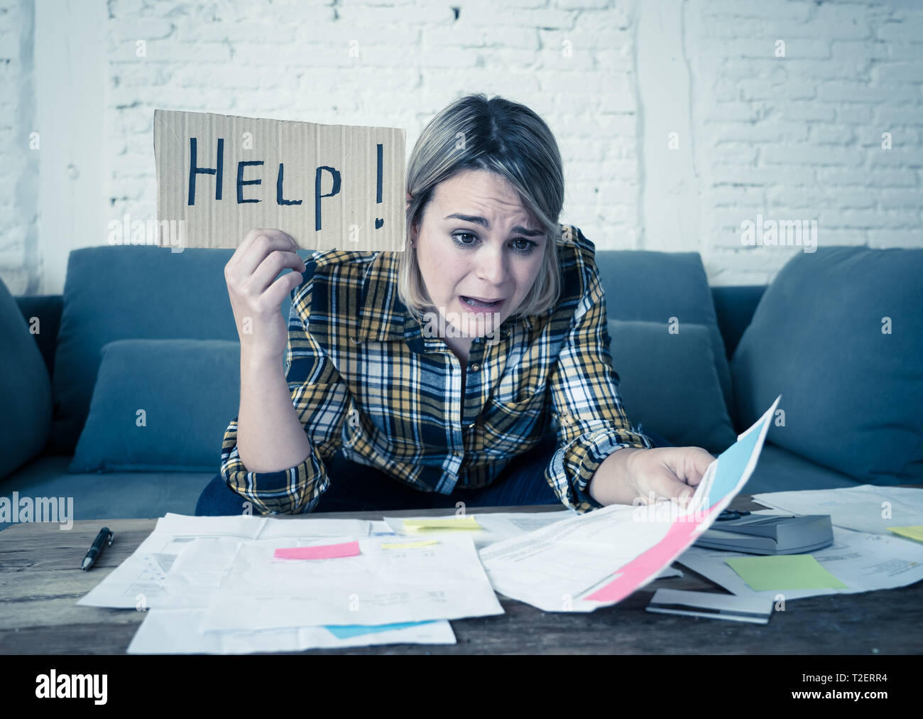 Lifestyle portrait of worried desperate young woman feeling stressed ...