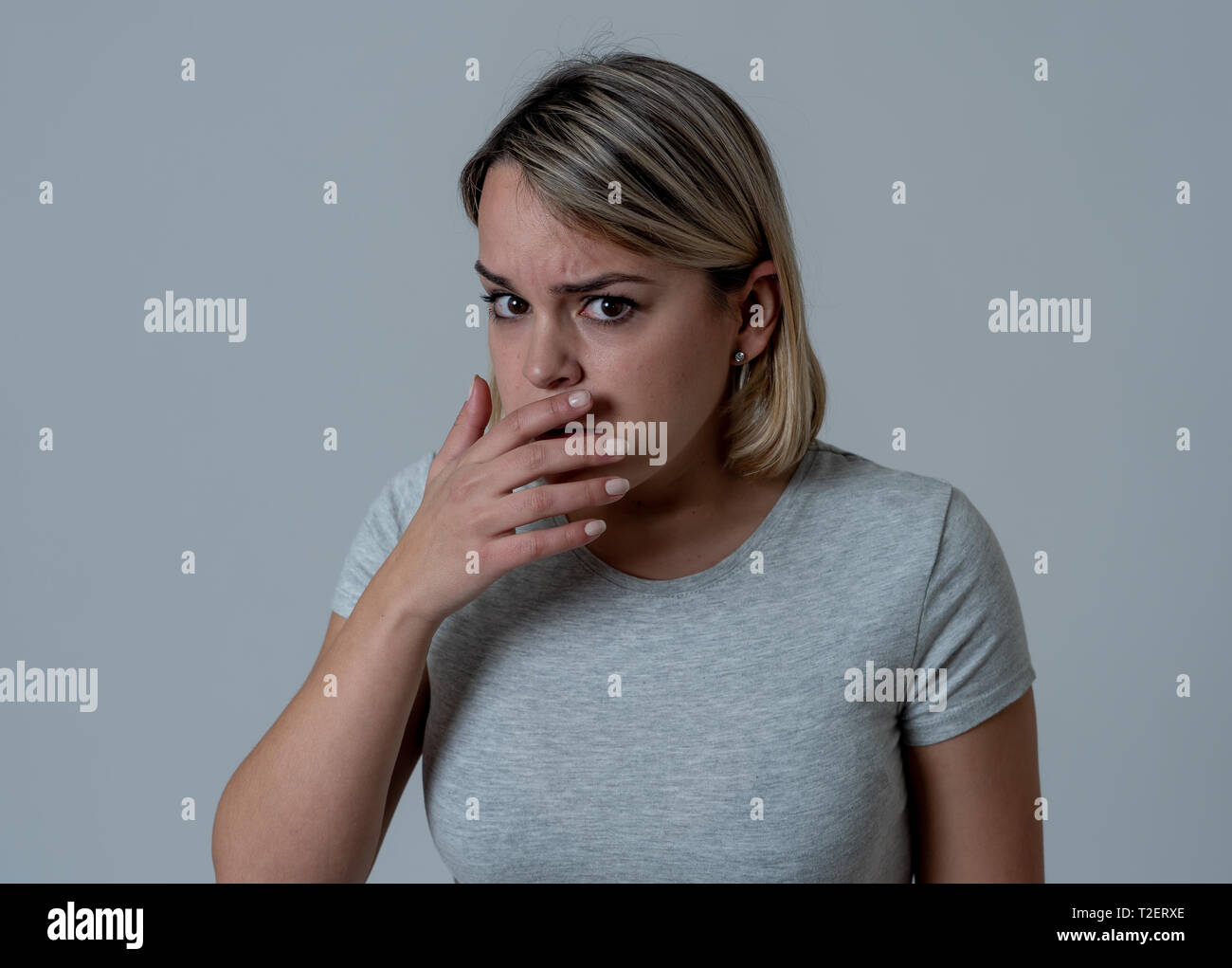 Woman fear face petrified hi-res stock photography and images - Alamy
