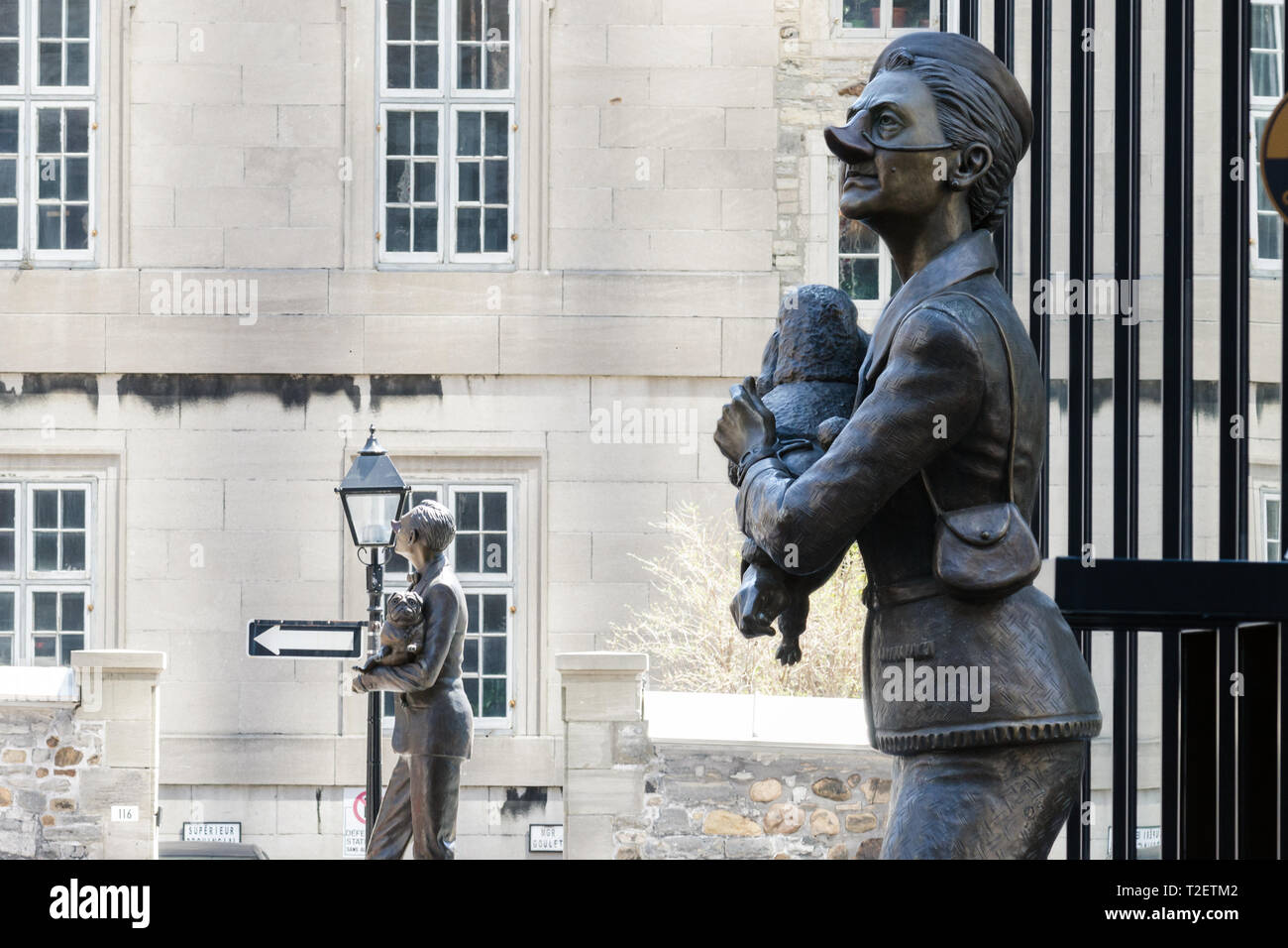 The English Pug and the French Poodle statues, Place d'Armes, Montreal ...