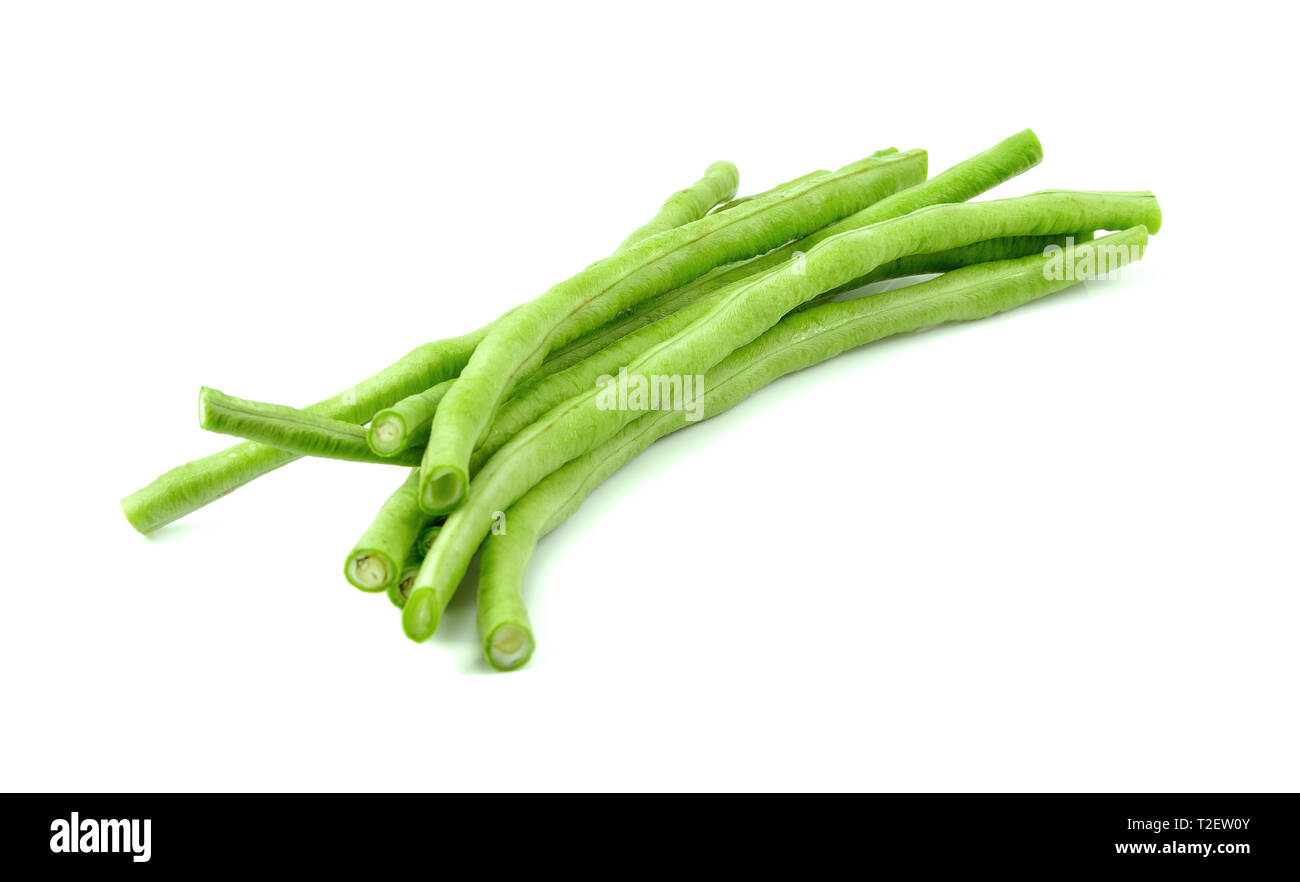 long beans on the white background Stock Photo - Alamy