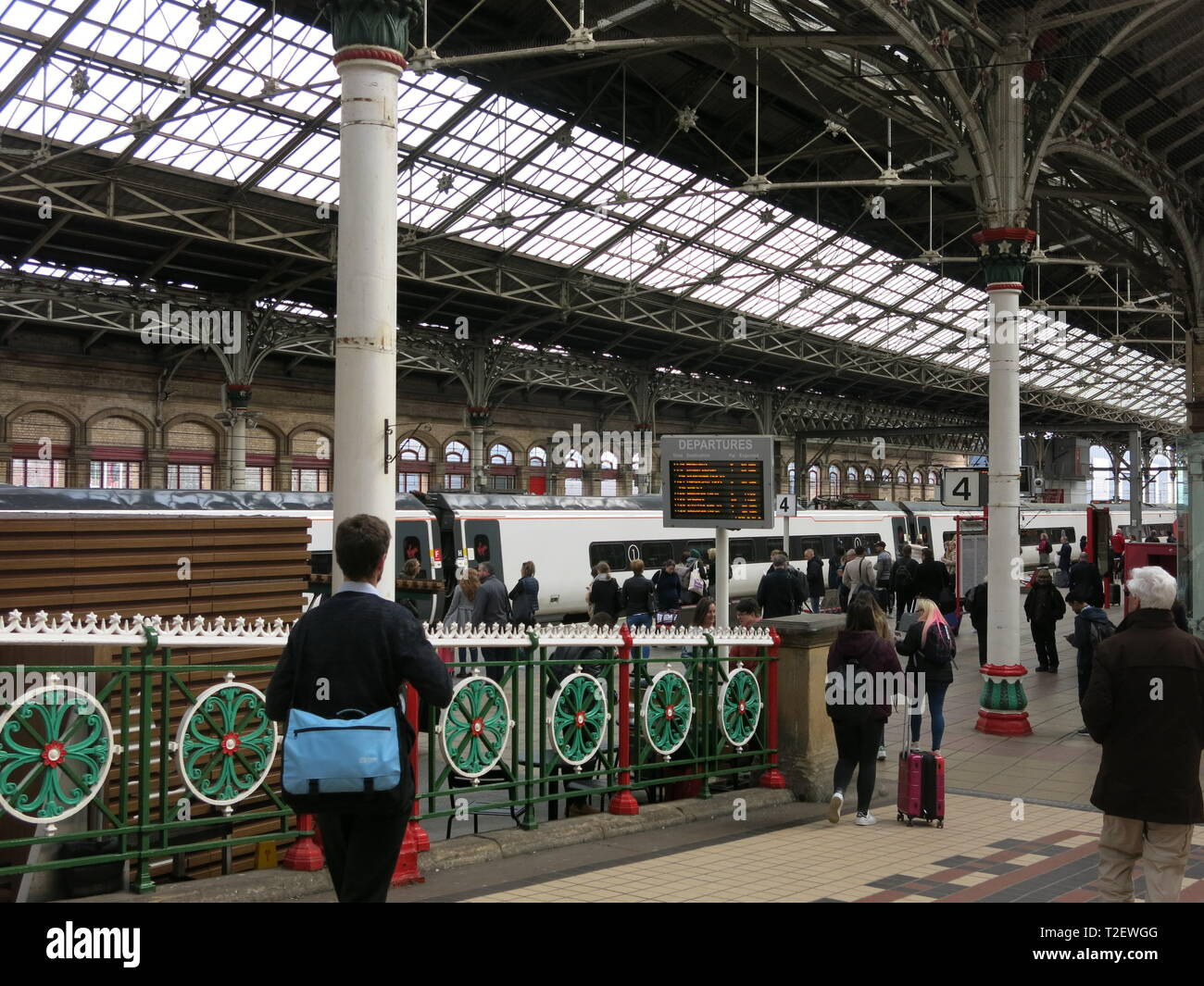 View of Preston railway station showing Victorian architecture, glazed ...