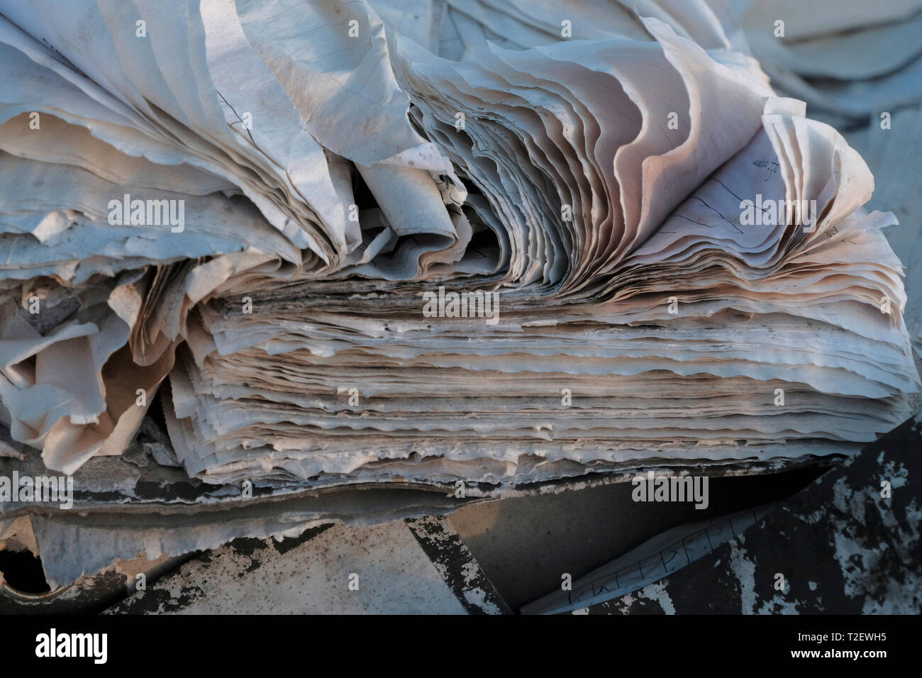 Dried papers of old neglected binder Stock Photo - Alamy