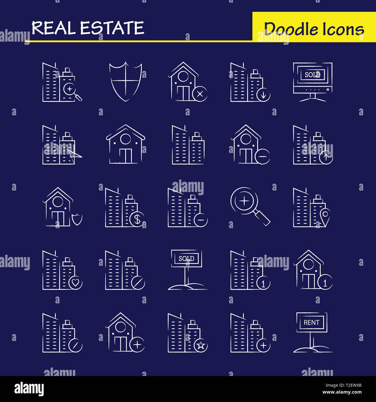 Real Estate Hand Drawn Icon Pack For Designers And Developers. Icons Of ...