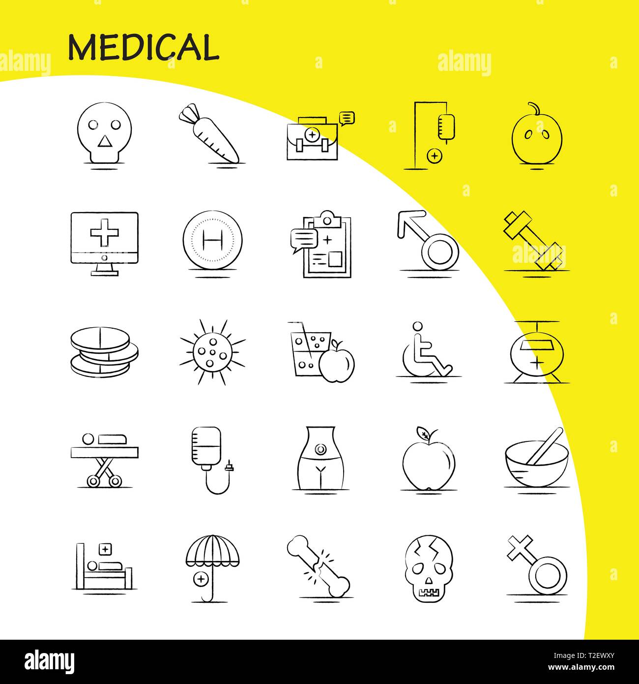 Medical Hand Drawn Icons Set For Infographics, Mobile UX/UI Kit And ...