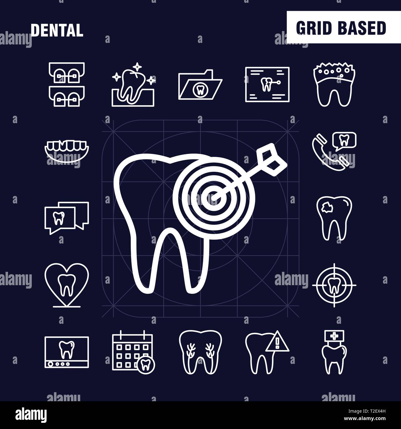 Dental Line Icons Set For Infographics, Mobile UX/UI Kit And Print ...