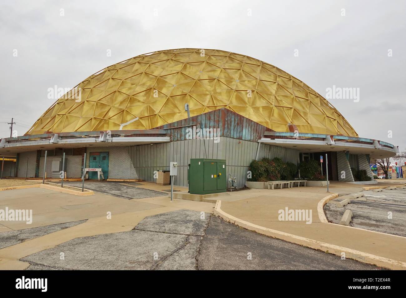 OKLAHOMA CITY, OK -2 MAR 2019- View of the Gold Dome, an abandoned ...