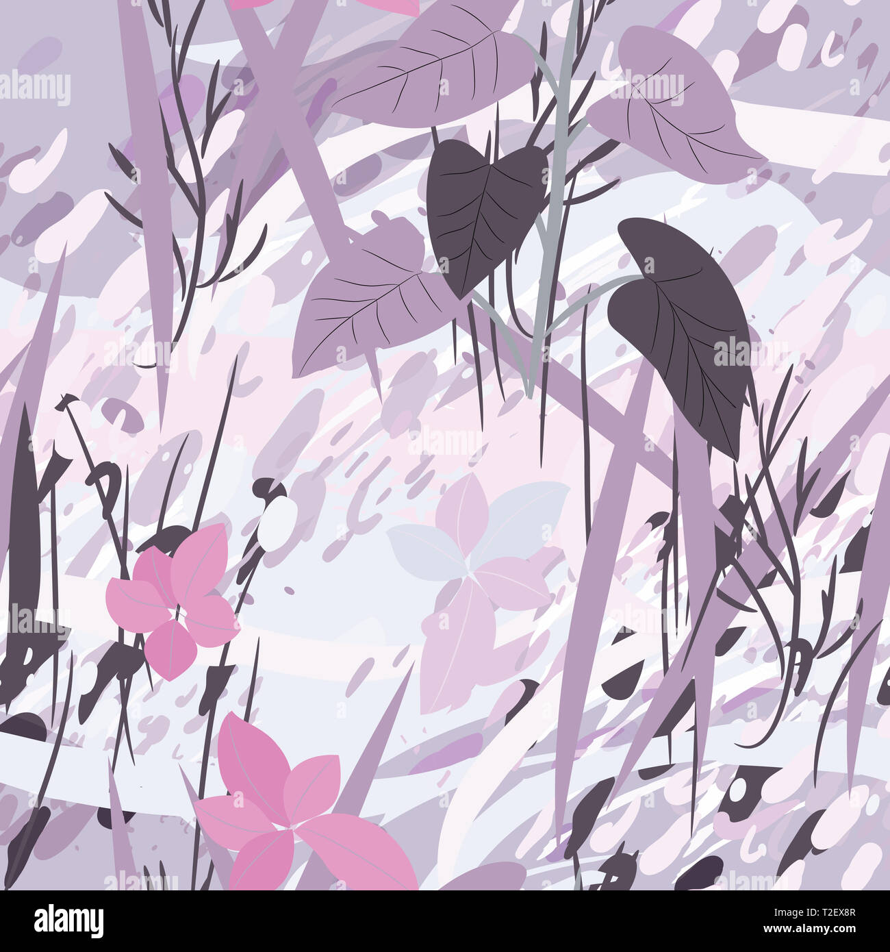 Military camouflage texture with trees, branches, grass and watercolor ...