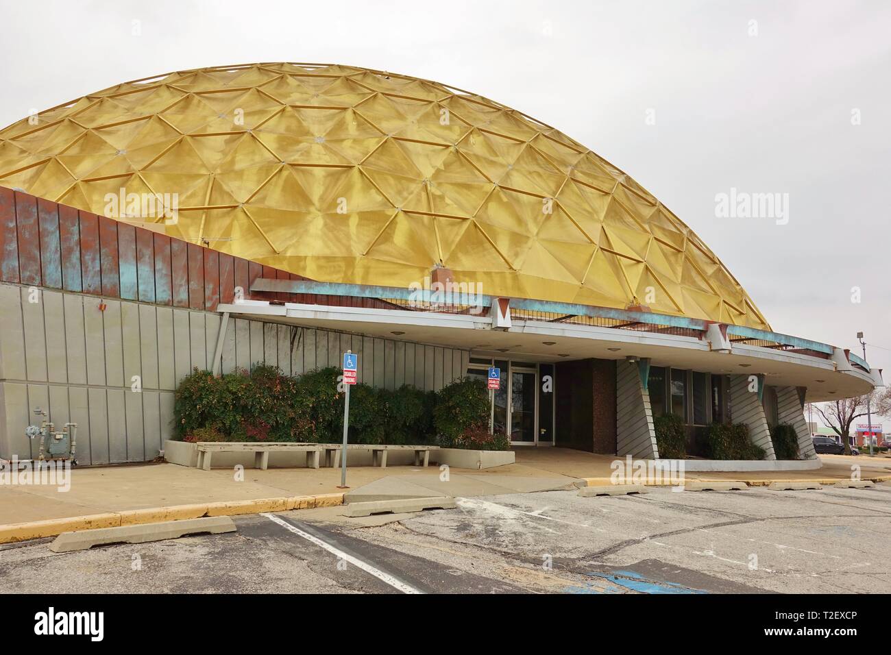 OKLAHOMA CITY, OK -2 MAR 2019- View of the Gold Dome, an abandoned ...